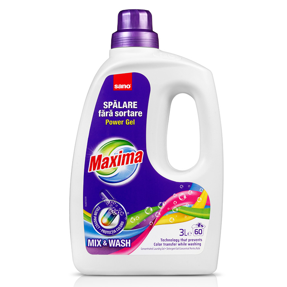 Detergent gel Mix&Wash 3L, Sano Maxima – Spalare rufe colorate