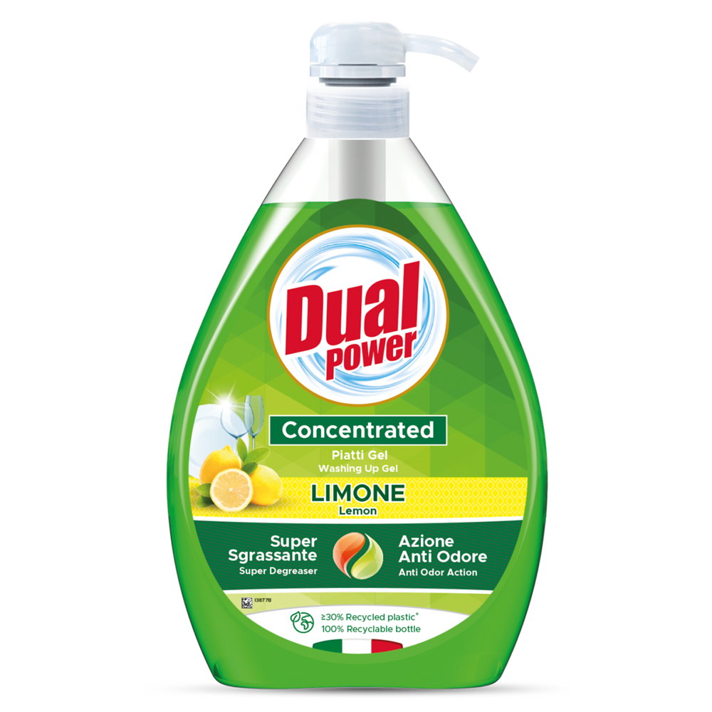 Detergent vase cu pompa, 1L, Lemon, Dual Power - Eficient si delicat